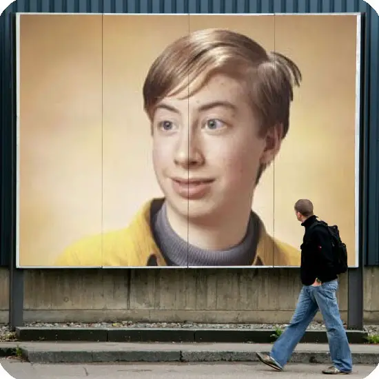 Photo effects. Attracted gaze of the man