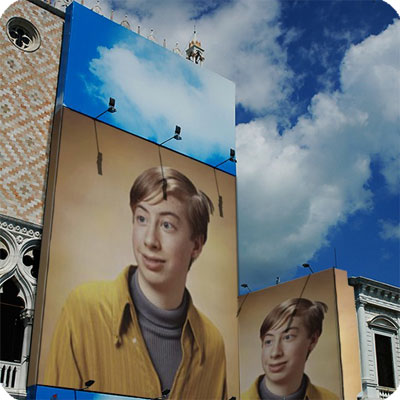 Photo effects. Ads under the blue sky