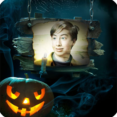 Photo effects. Horror of Halloween's pumpkin