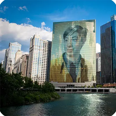 Photo effects. Along Chicago River line