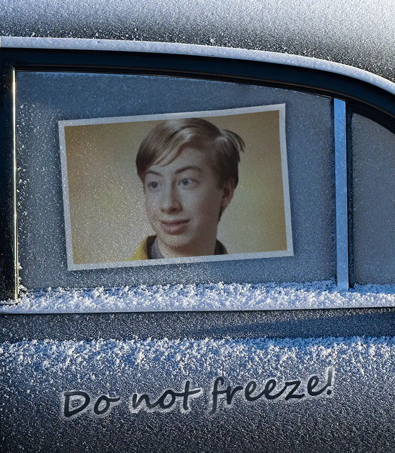 Photo effects. Frozen car window