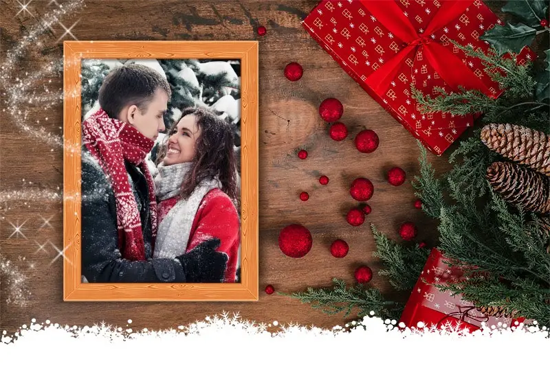 Photo effects. Merry Christmas. Gift boxes