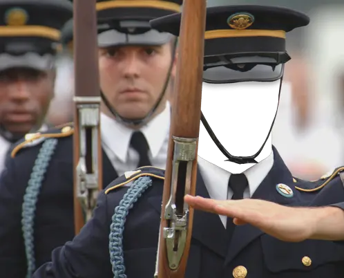 Face effects. Military man