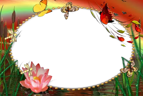 Photo frames. Clam of the blue lake