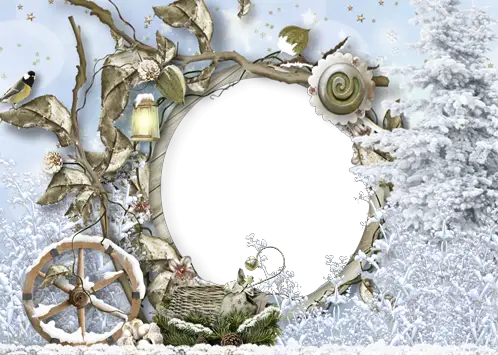 Photo frames. All around in the snow