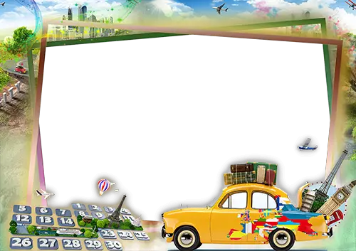 Photo frames. Travel by car