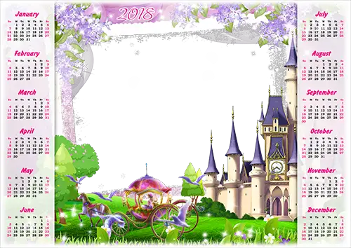 Photo frames. Calendar 2018. Magic castle
