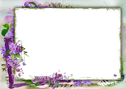 Photo frames. Photo frame surrounded with lilac flowers