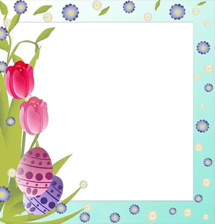 Фоторамки. Easter frame border with bright flowers