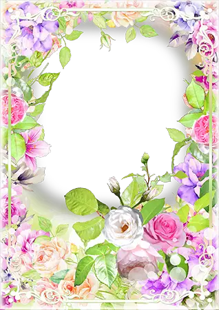 Photo frames. Classic frame with painted flowers