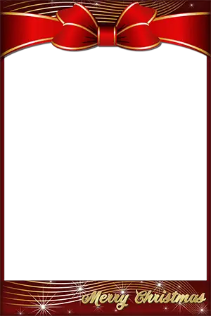 Photo frames. Merry Christmas. Bright red ribbon