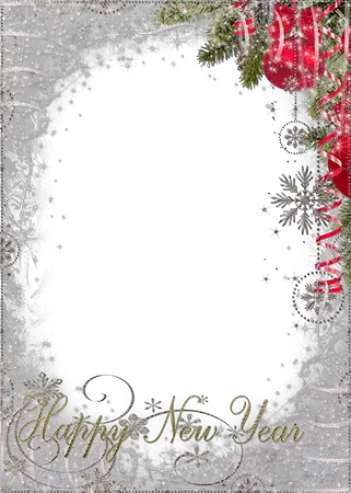 Photo frames. New Year frosty window
